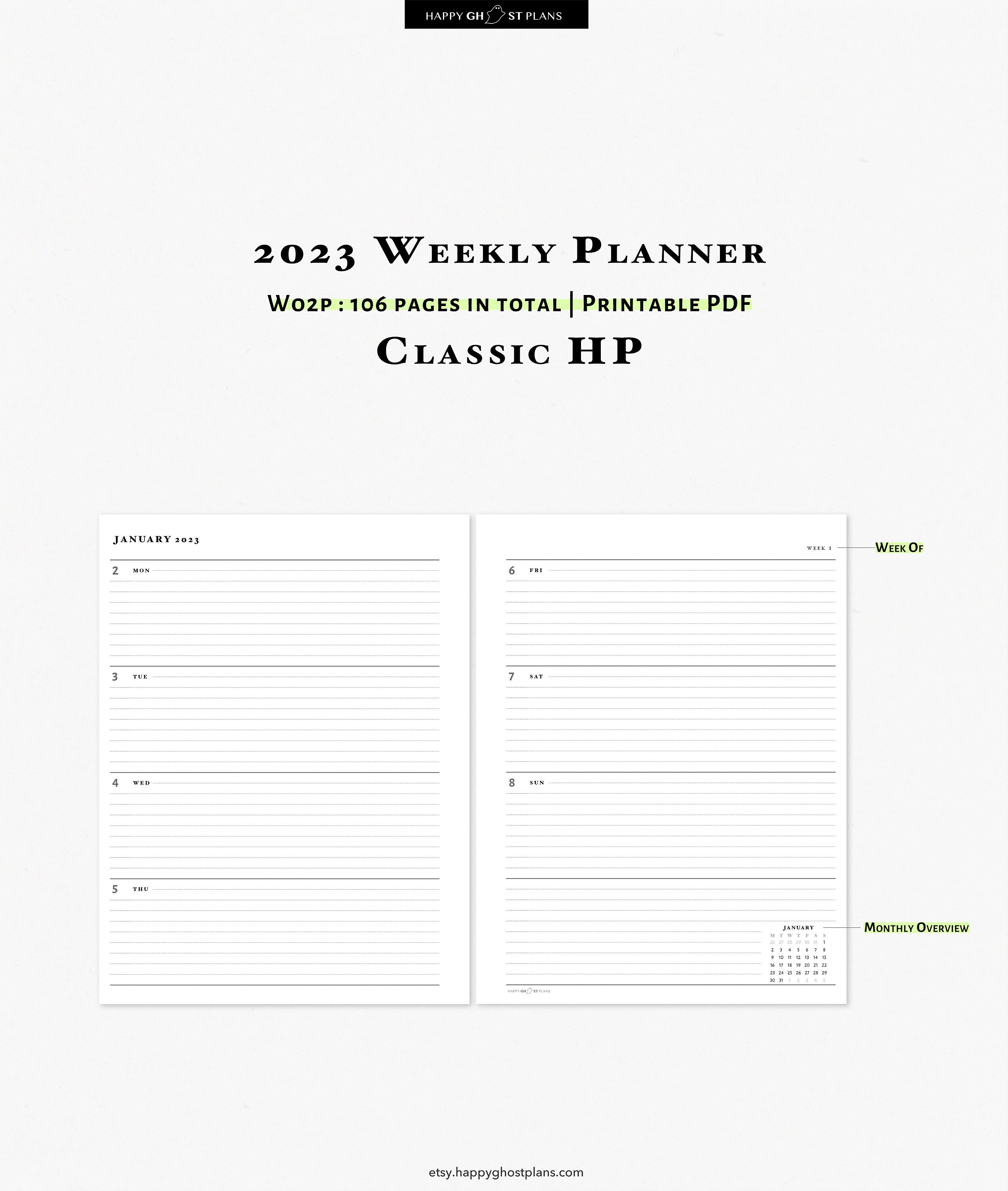 2023 Weekly Planner Printable Classic Happy Planner Inserts - Etsy