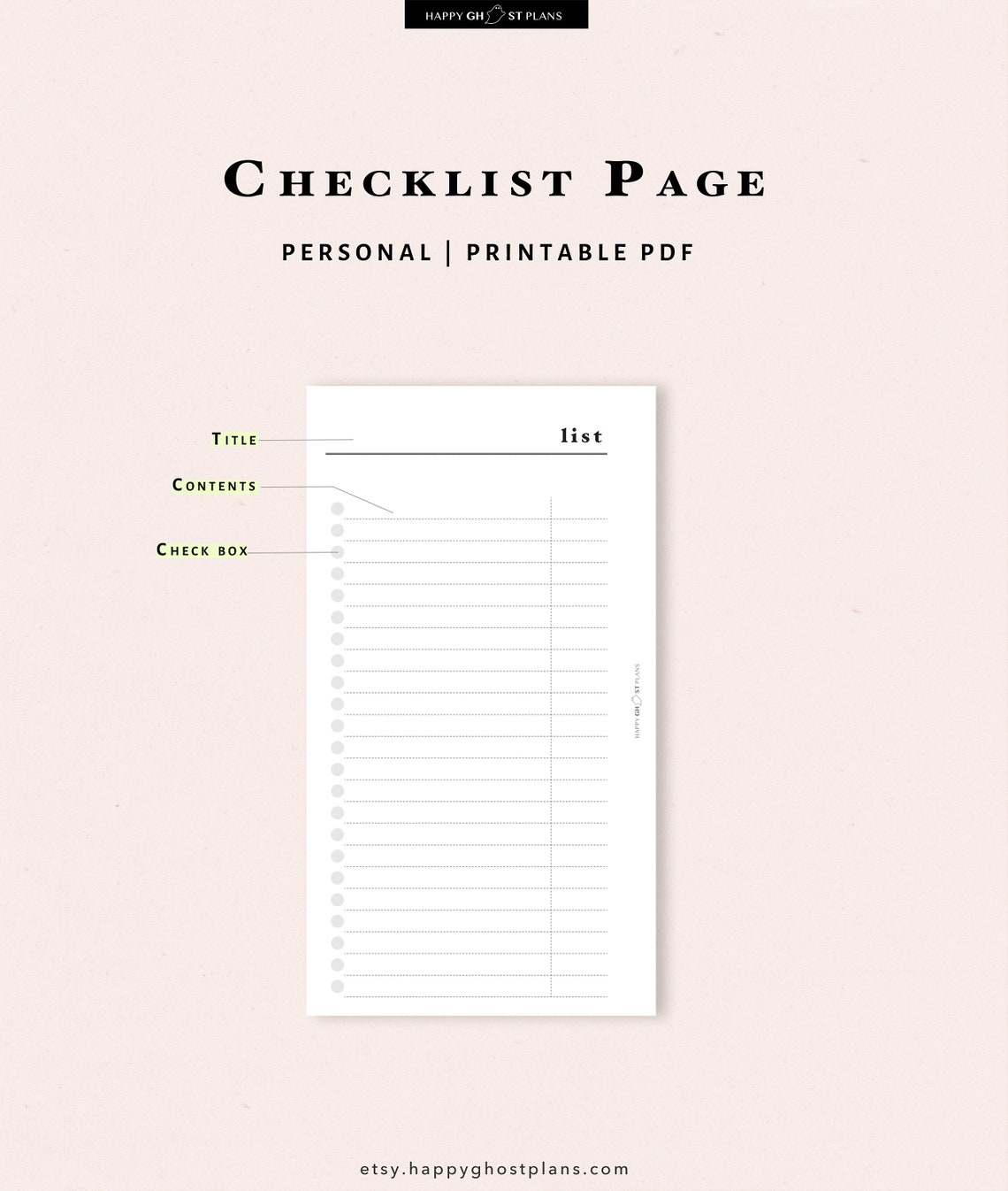 Checklist Template Printable Personal Ring Inserts To-do - Etsy