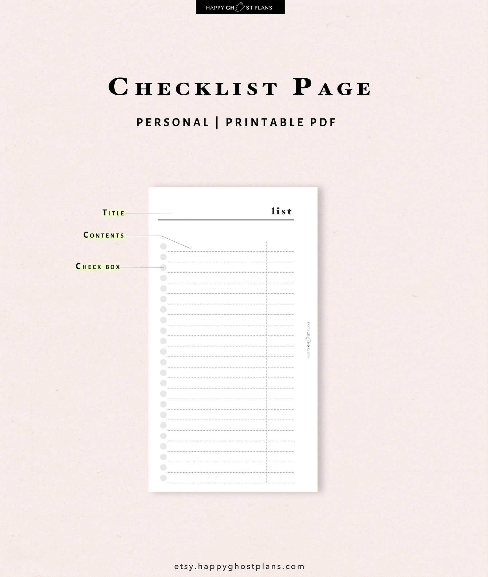 Checklist Template Printable Personal Ring Inserts To-do - Etsy