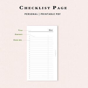 Checklist Template Printable Personal Ring Inserts To-do - Etsy
