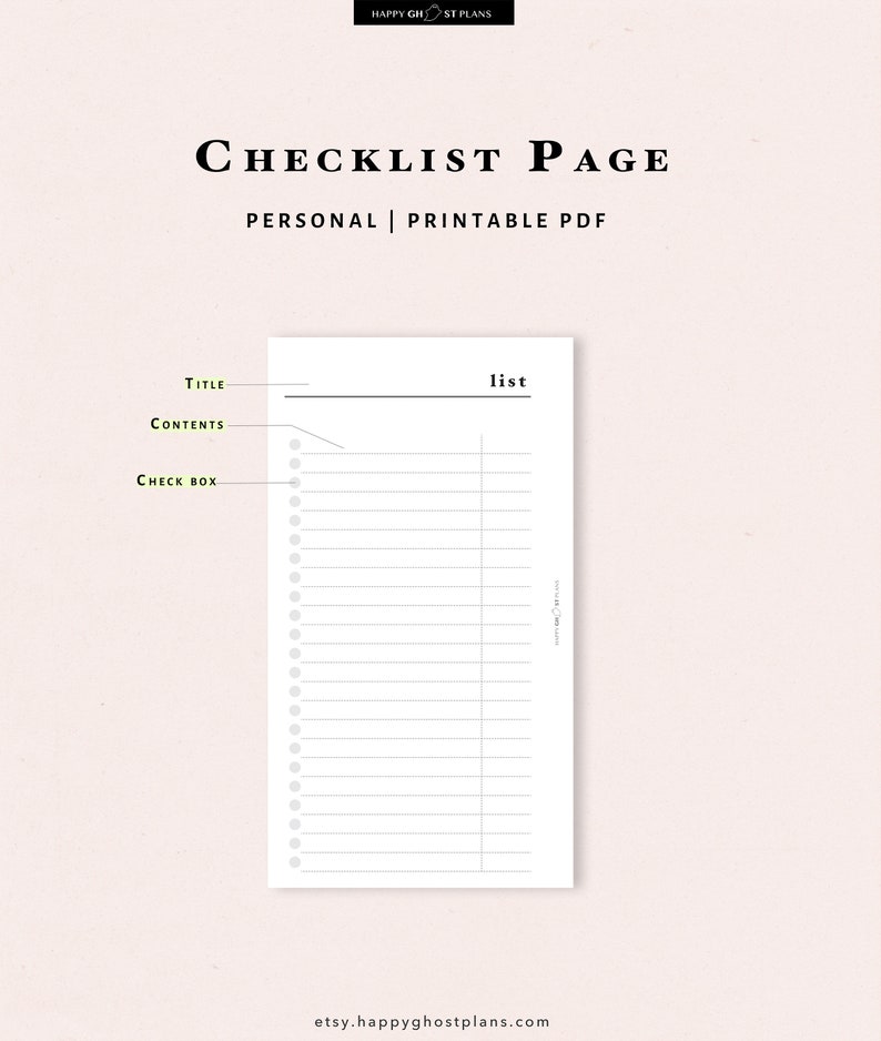 Checklist Template Printable Personal Ring Inserts To-do - Etsy