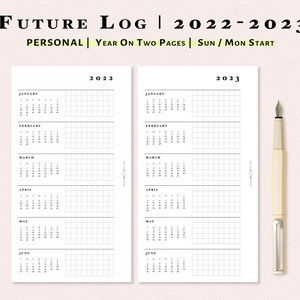 2022 2023 Future Log Printable Personal Size Inserts 2022 | Etsy