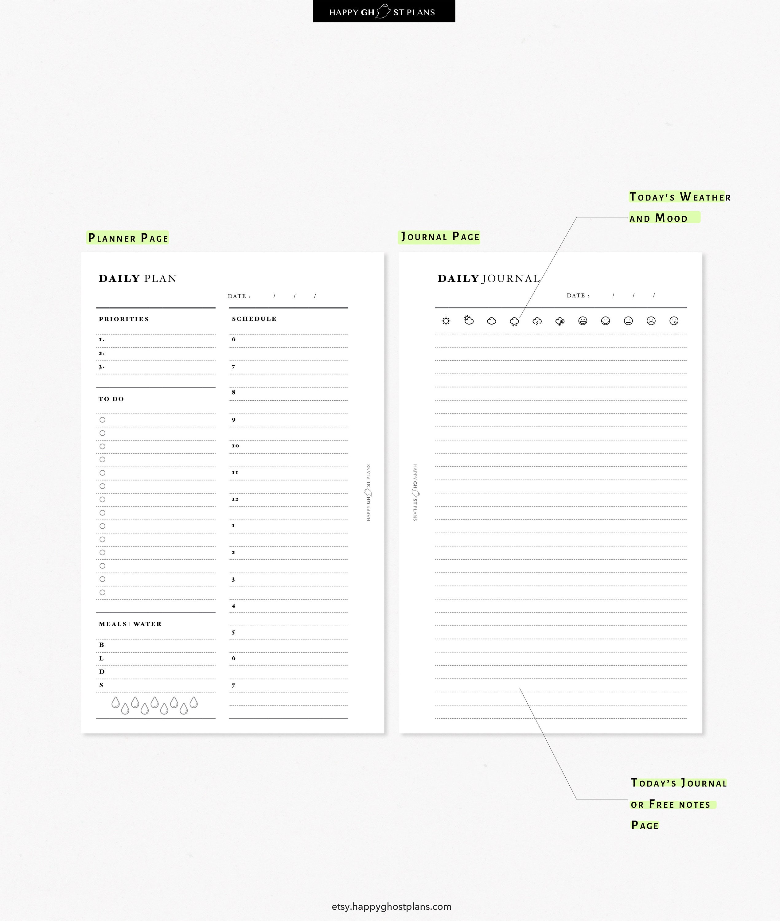 Daily Planner Printable Insert for Fc-compact Planner Undated Daily ...