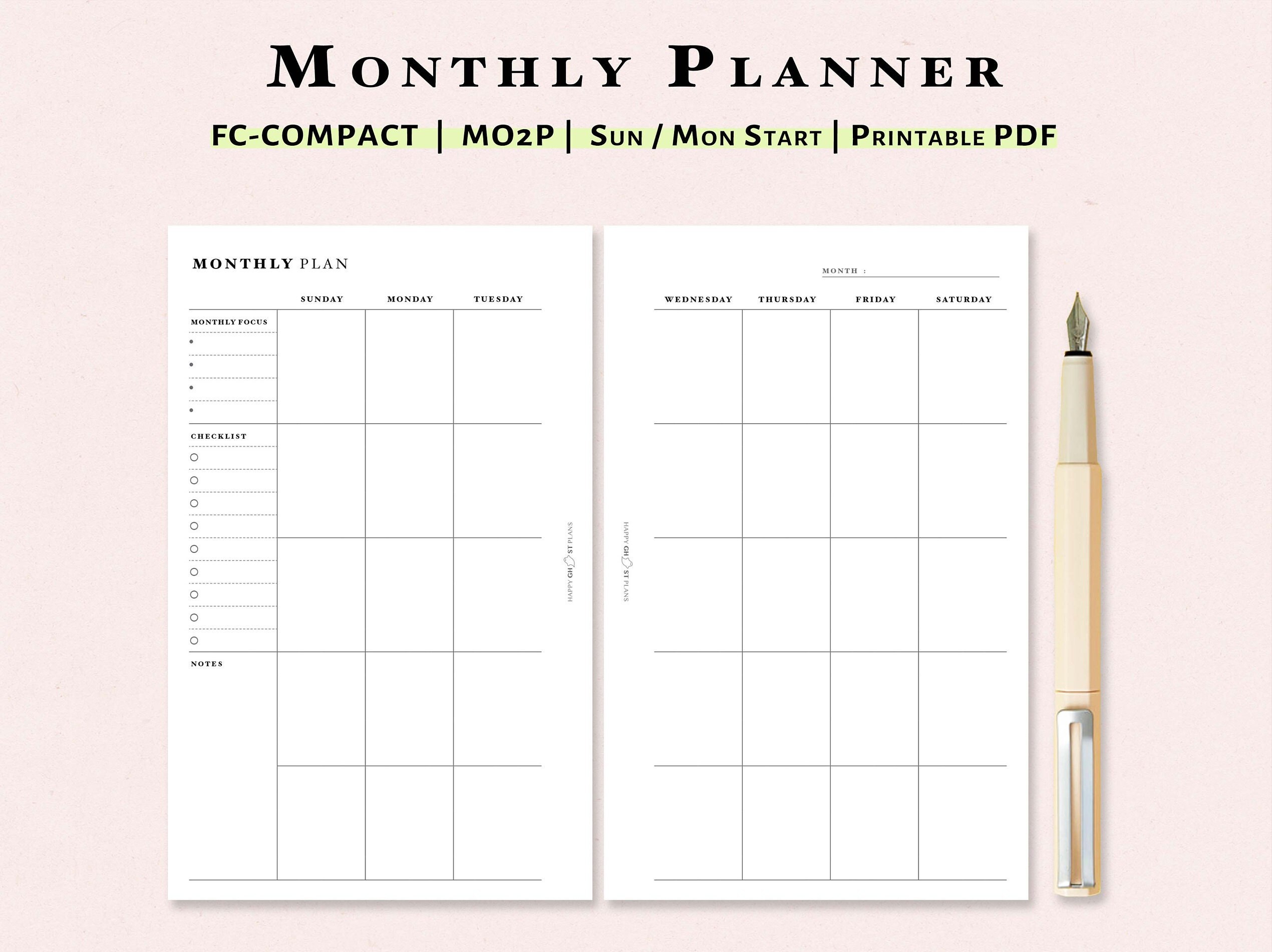 Calendars & Planners Paper Paper & Party Supplies MO2P planner pages FC ...