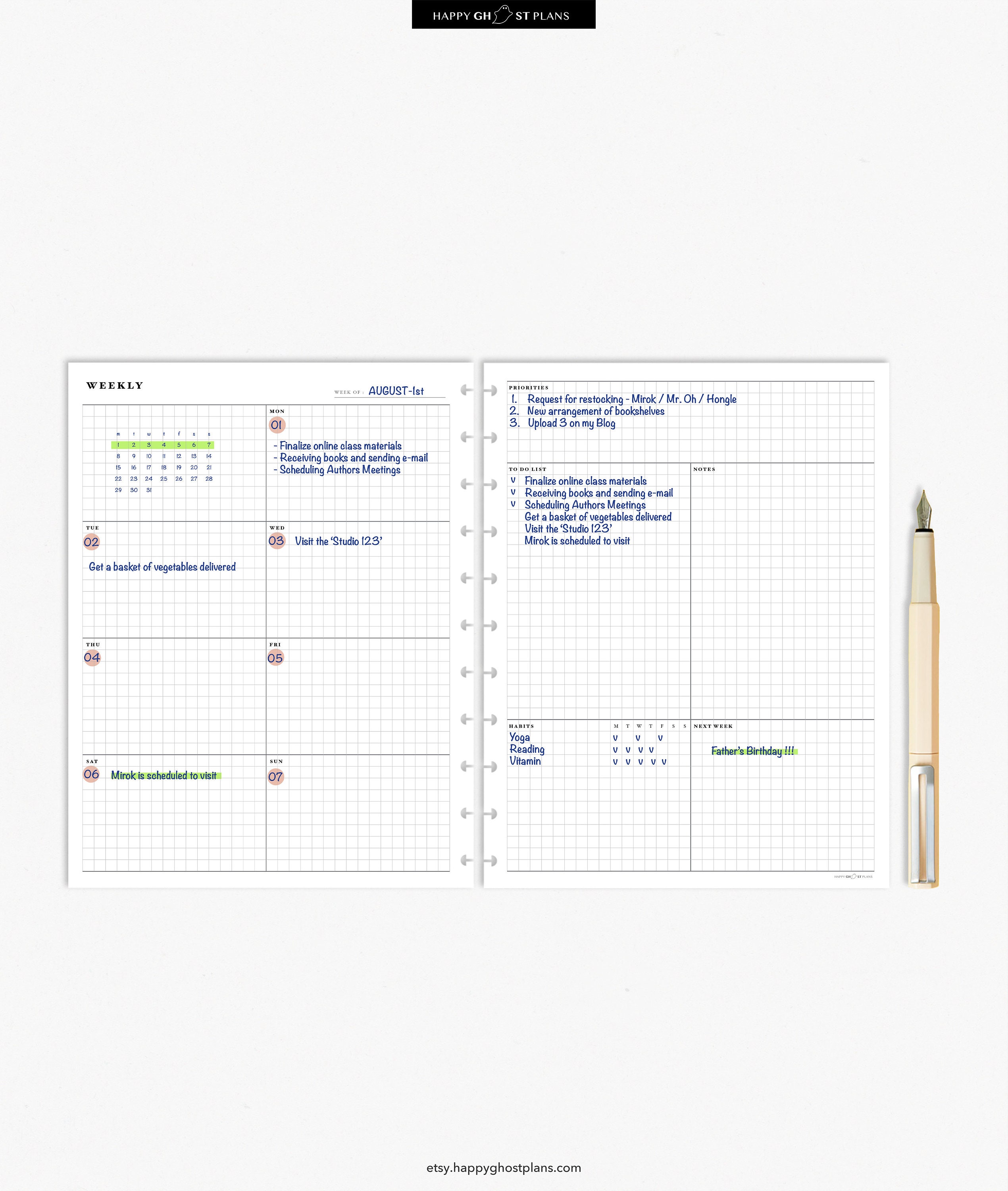 Weekly Planner Printable Big Happy Planner Inserts Weekly - Etsy