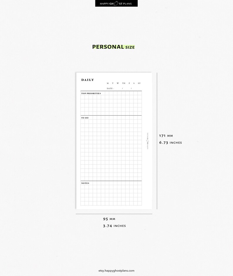 One Page Daily Planner Printable Personal Size Planner Insert Undated ...