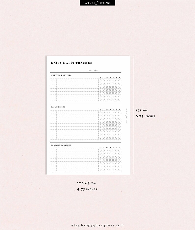 Habit Tracker Printable Personal-wide Inserts Daily Routine - Etsy