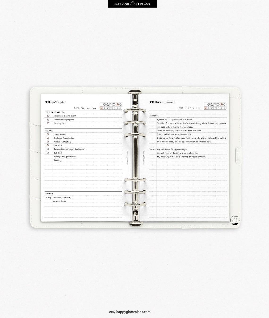 Daily Planner Printable B65x7 Planner Insert Undated Daily Plan and ...