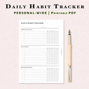 Habit Tracker Printable Personal-wide Inserts Daily Routine - Etsy