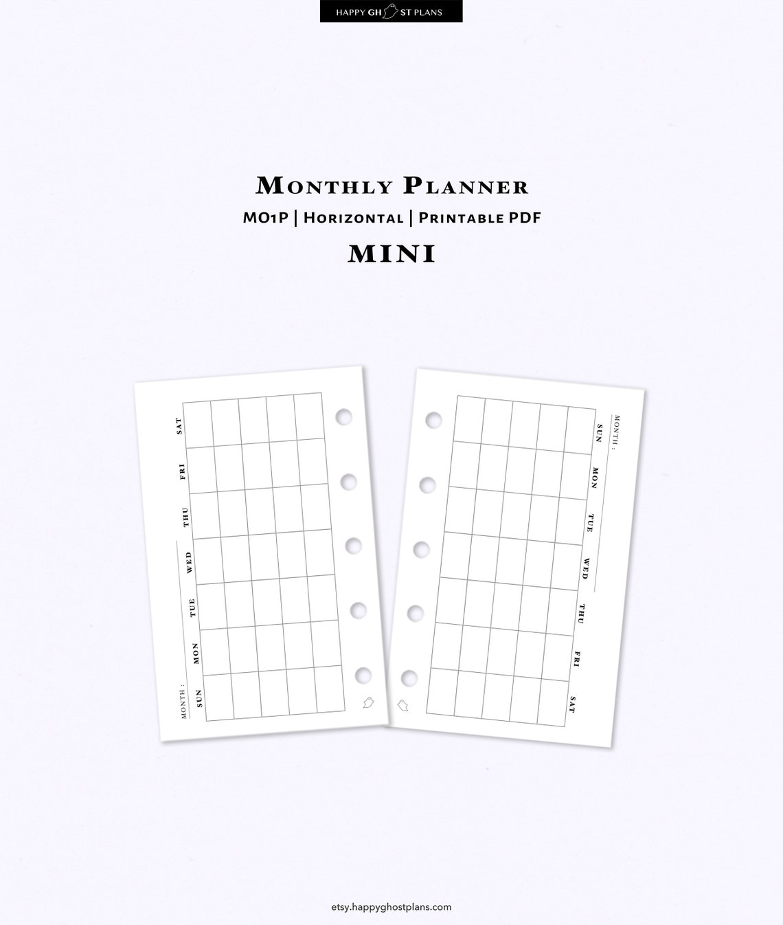 Monthly Planner Printable Mini Size Inserts Horizontal - Etsy