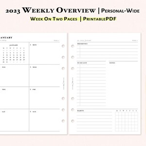 2023 Weekly Overview Printable Personal-wide Inserts Dated - Etsy