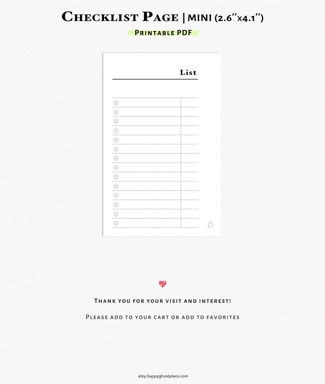 Checklist Template Printable Mini Size Planner Insert To-do - Etsy