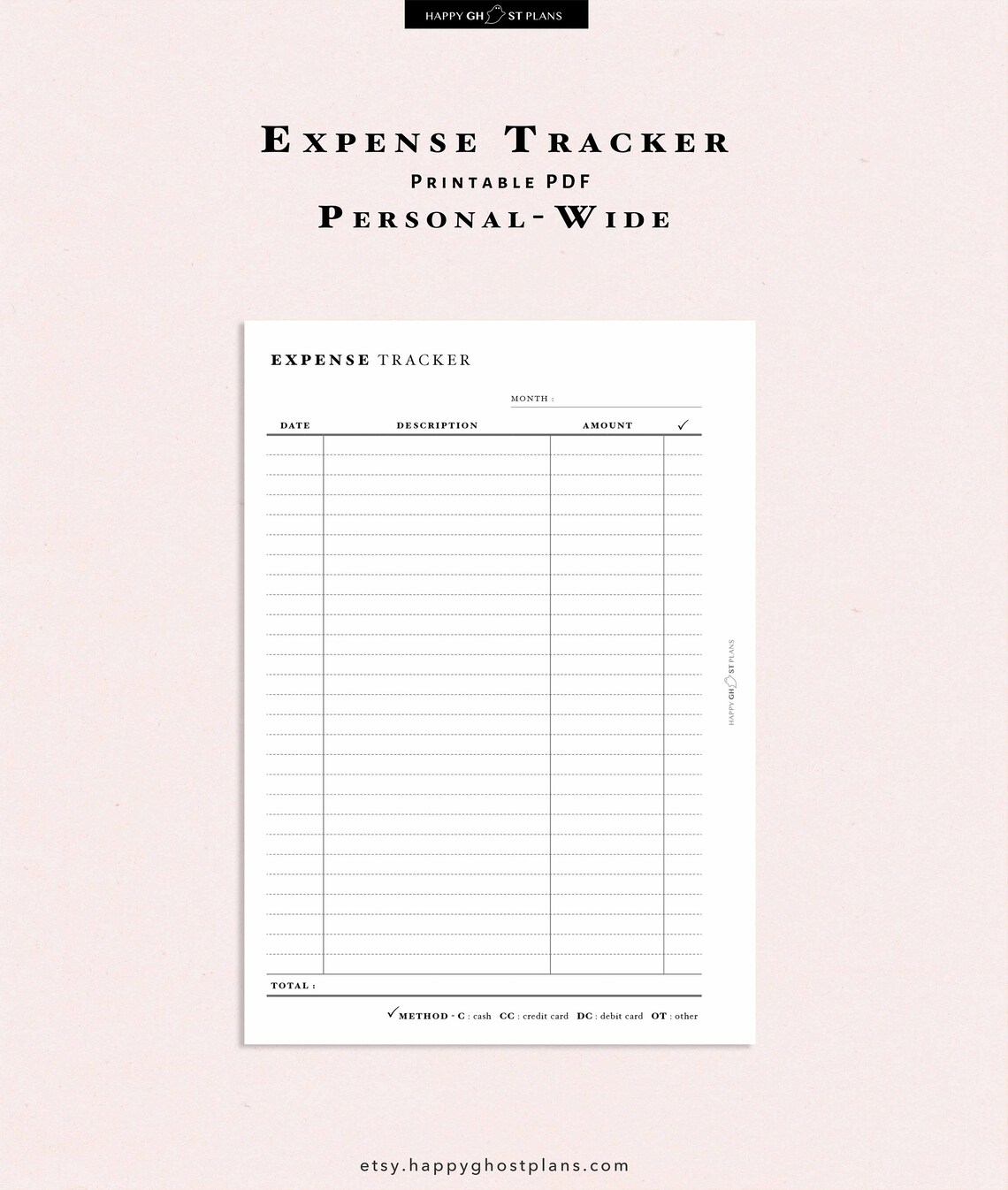 Expense Tracker Printable Personal-wide Size Monthly - Etsy Canada