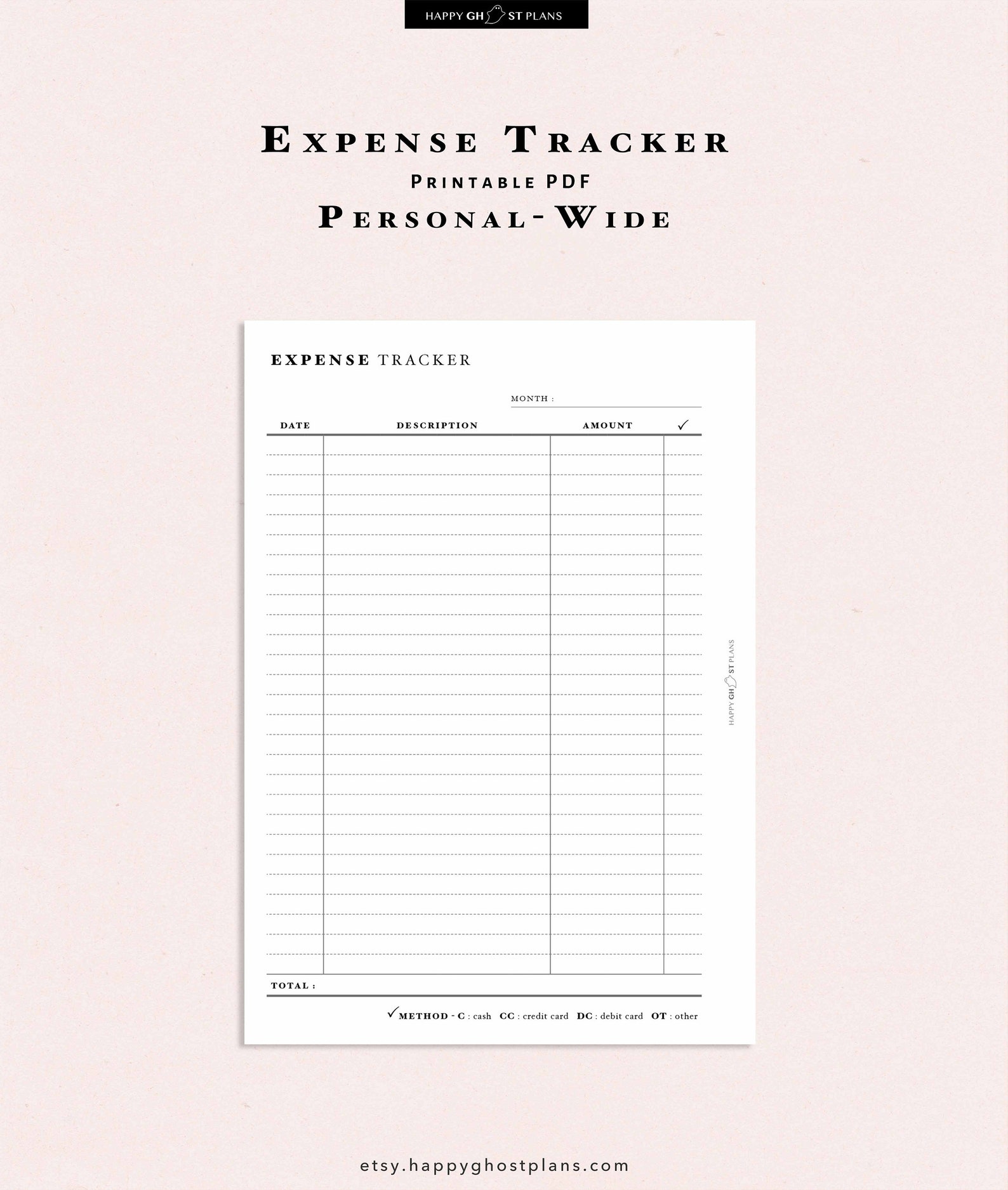 Expense Tracker Printable Personal-wide Size Monthly - Etsy Canada