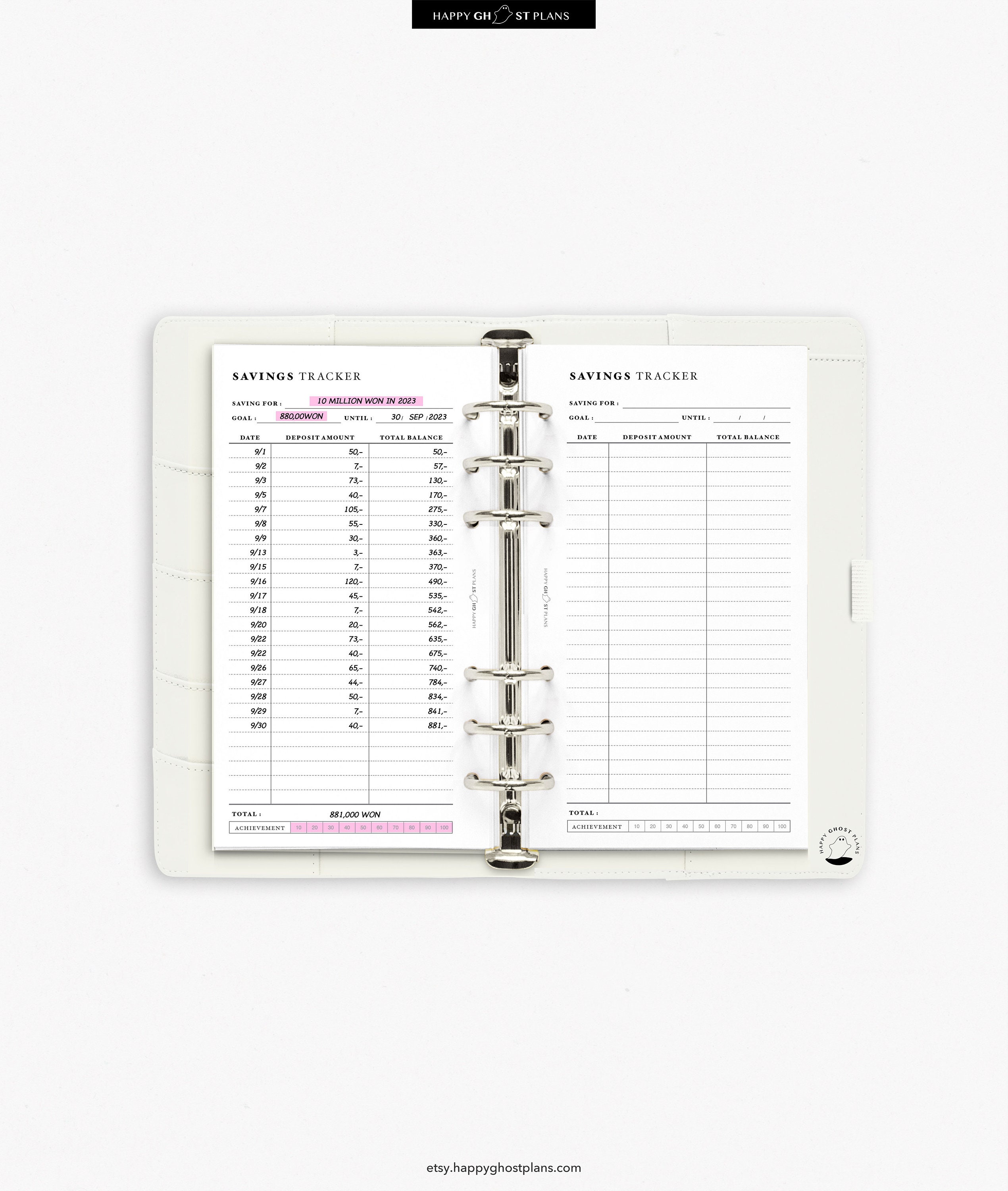 Savings Tracker Printable Personal Size Planner Insert Money Savings ...