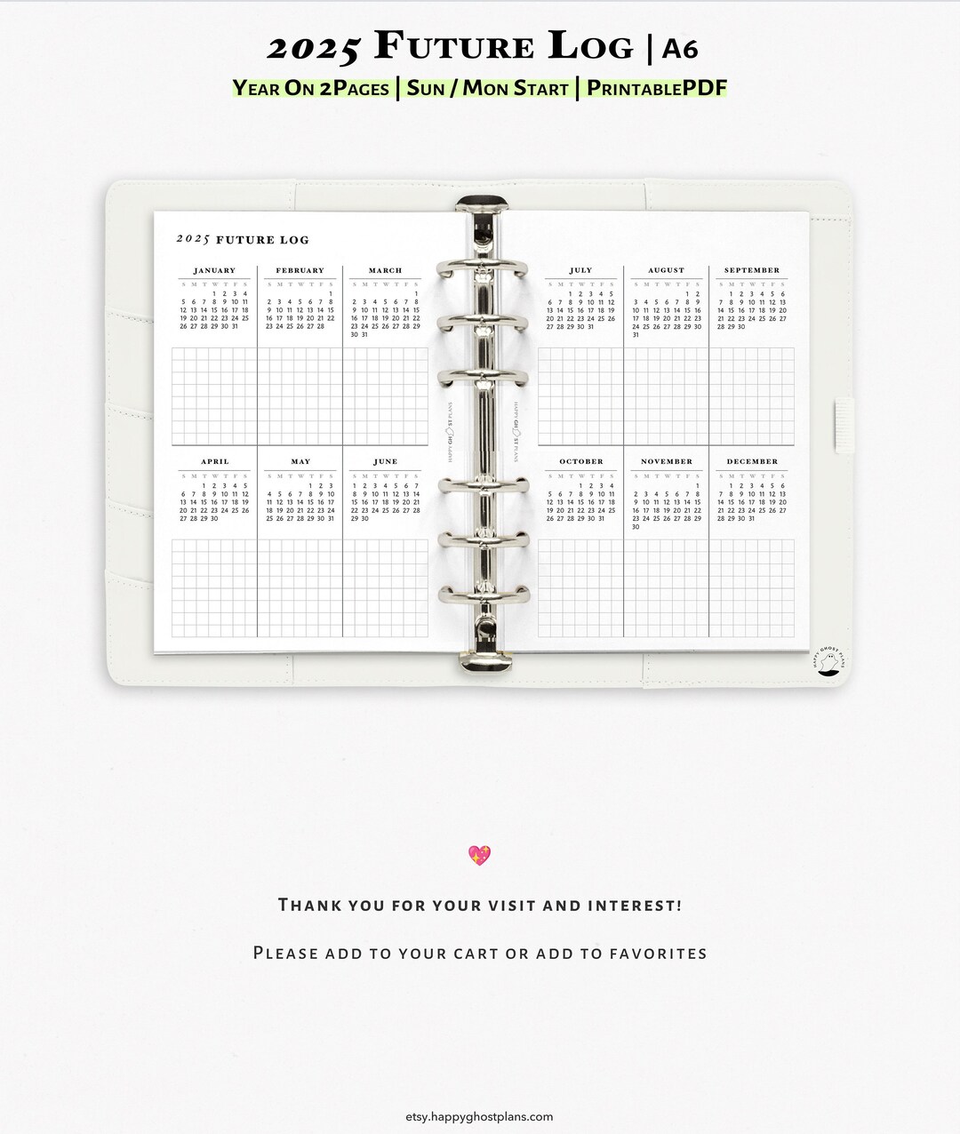 2025 Future Logs, Printable 2025 Yearly Planner for A6 Planner Insert ...