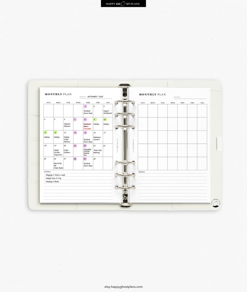 Monthly Planner Printable Insert for Personal-wide Planner One Page ...