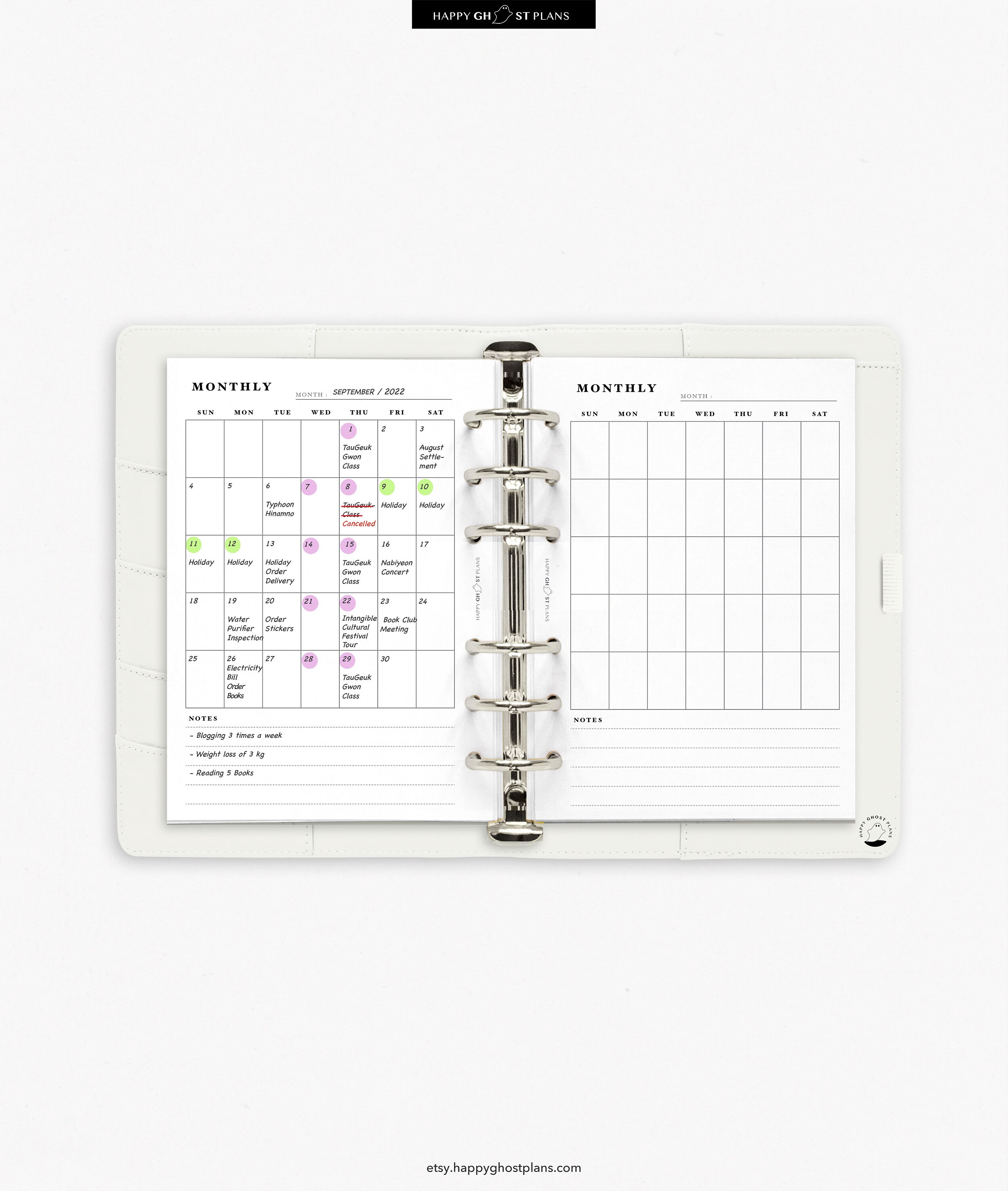 Monthly Planner Printable Insert for A6 Planner One Page Monthly ...