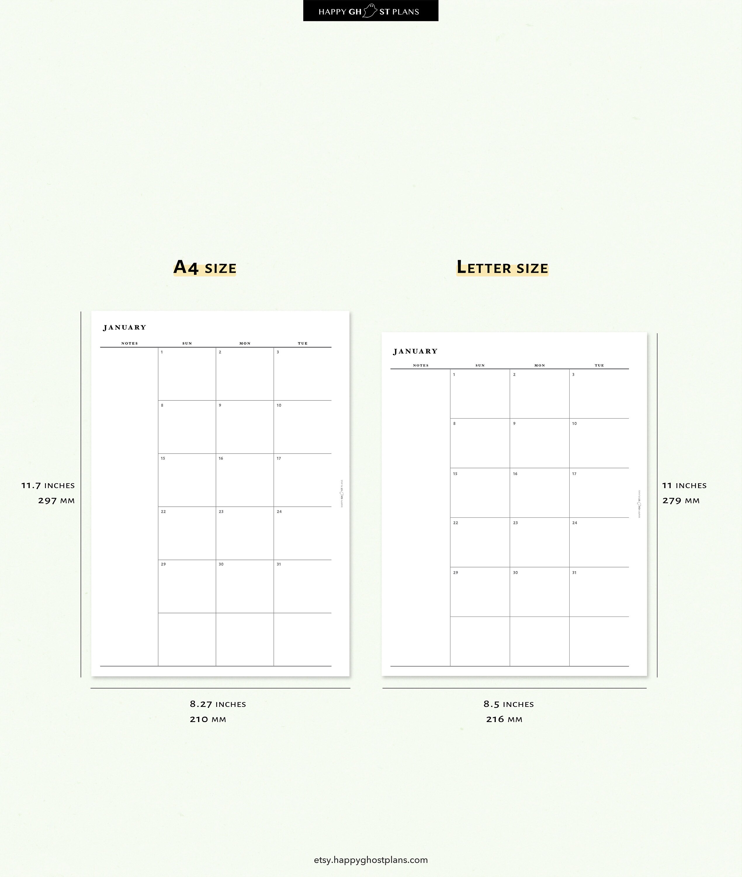 2023 Monthly Planner Printable A4 Letter Size Inserts 2023 - Etsy
