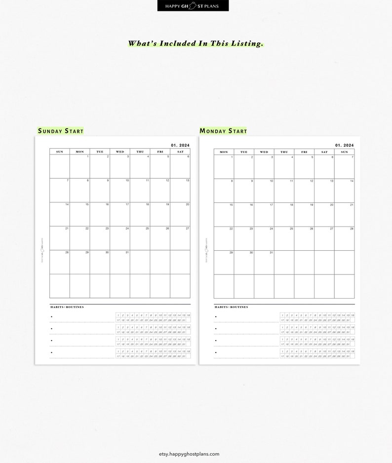 2024 Monthly Planner Printable Insert for A5 Planner MO2P 2024 Monthly ...