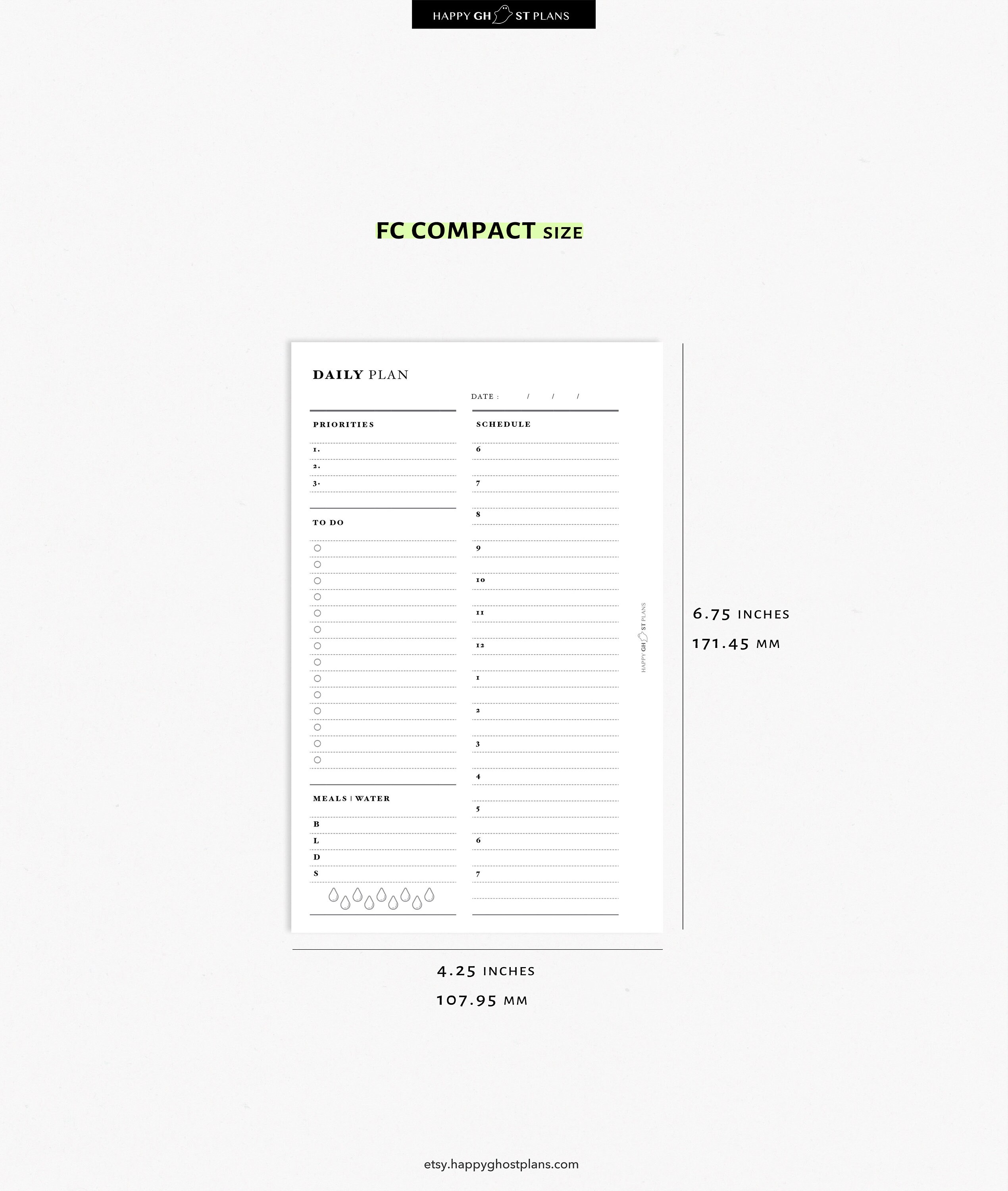 Daily Planner Printable Insert for Fc-compact Planner Undated Daily ...
