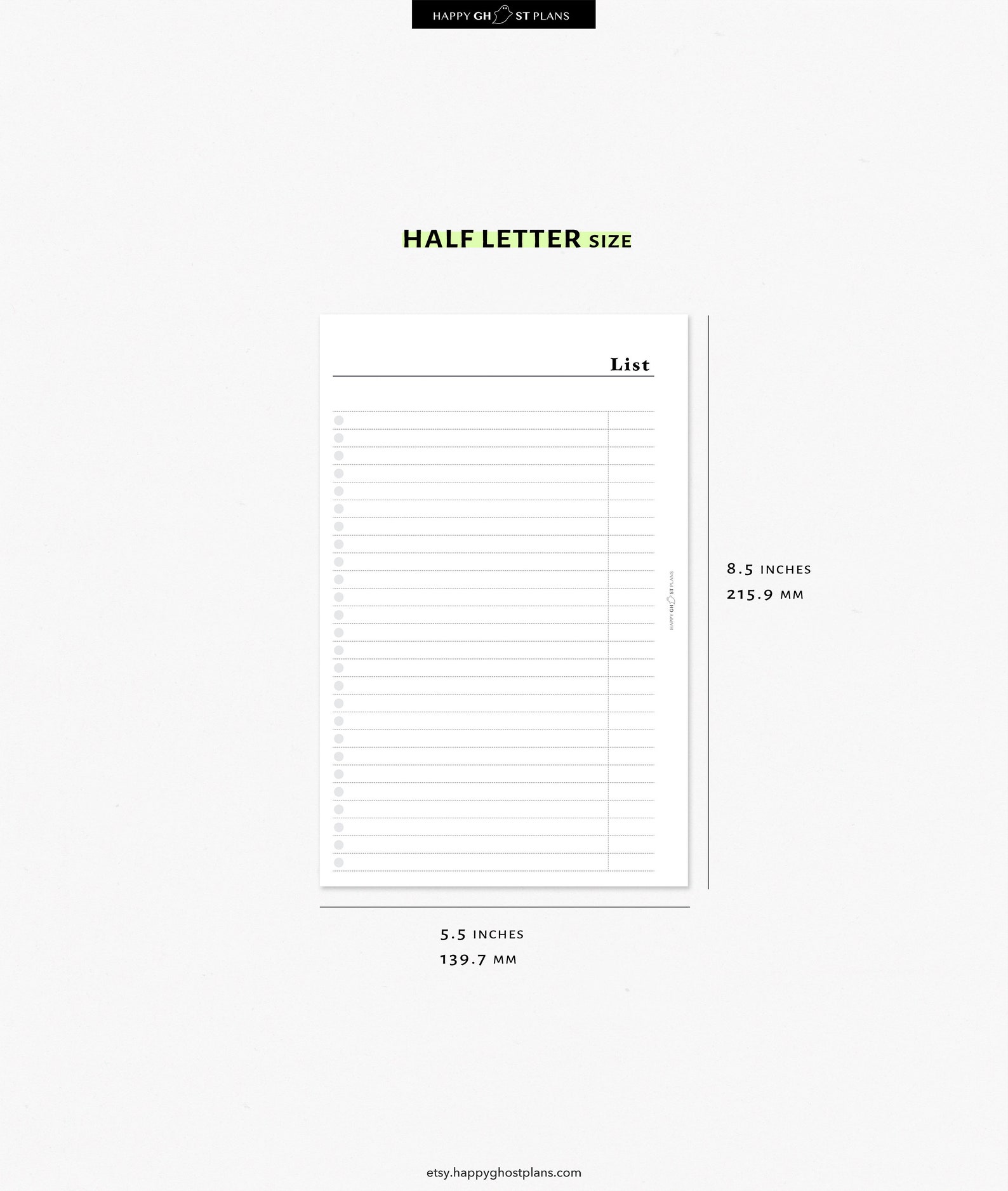 Checklist Template Printable Half Letter Planner Insert To-do List ...