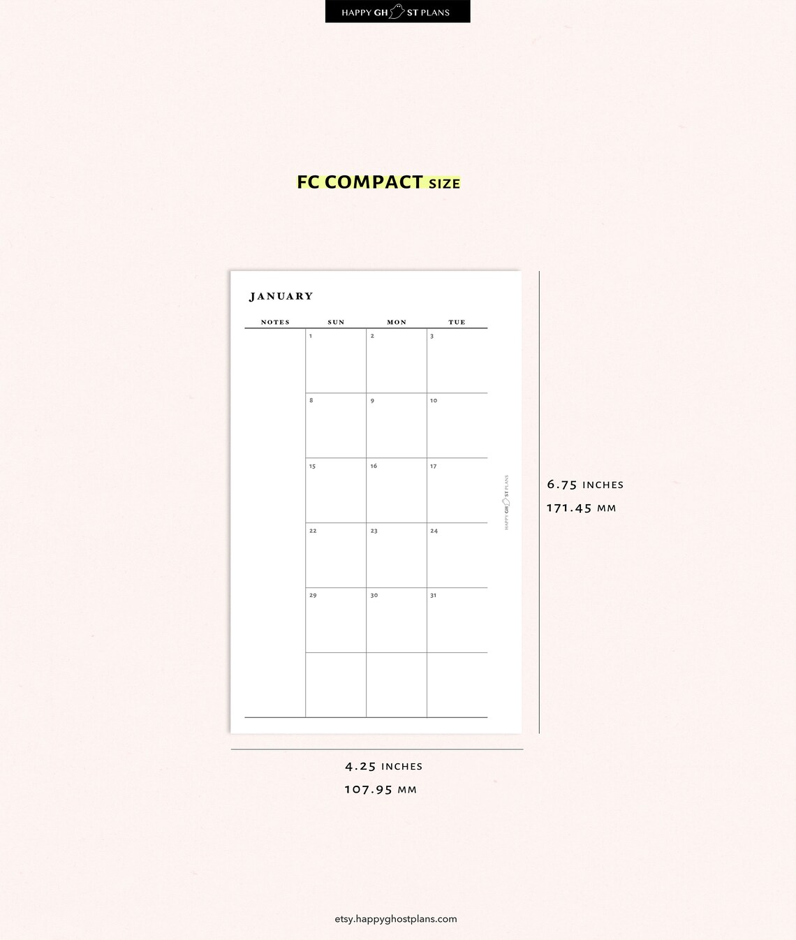 2023 Monthly Planner Printable Fc-compact Inserts 2023 Two - Etsy