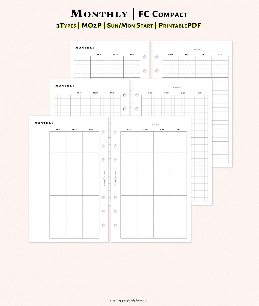 Month on 2 Page Planner Printable A5 Size Inserts Two Page - Etsy UK