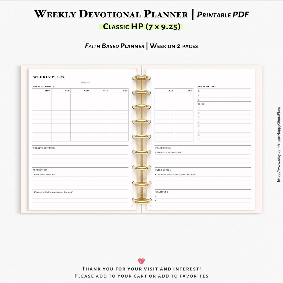 Weekly Devotional Planner | Faith Based Scripture Reflection Journal ...