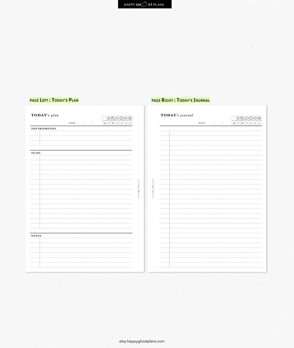 Daily Planner Printable B65x7 Planner Insert Undated Daily Plan and ...