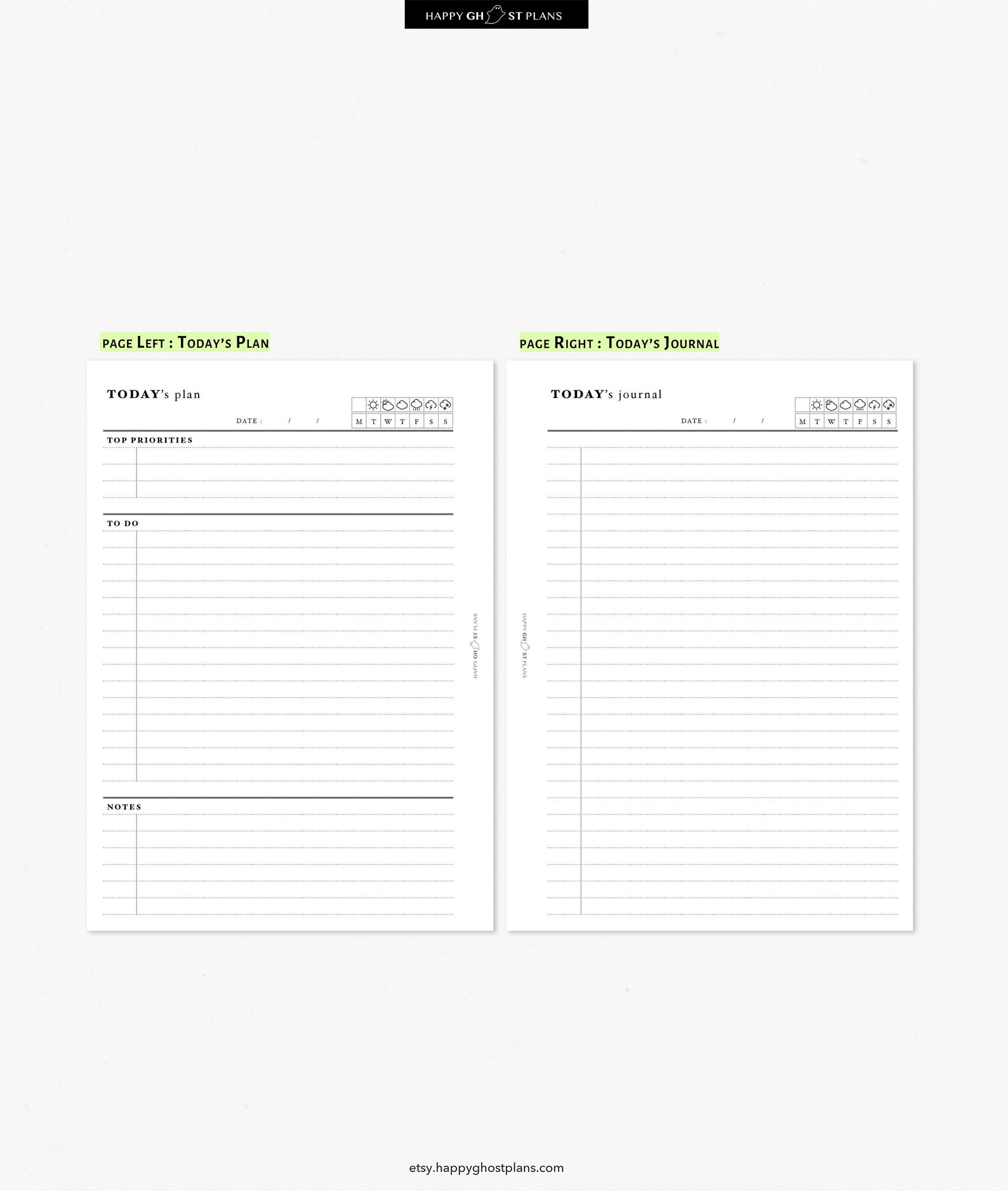 Daily Planner Printable B65x7 Planner Insert Undated Daily Plan and ...
