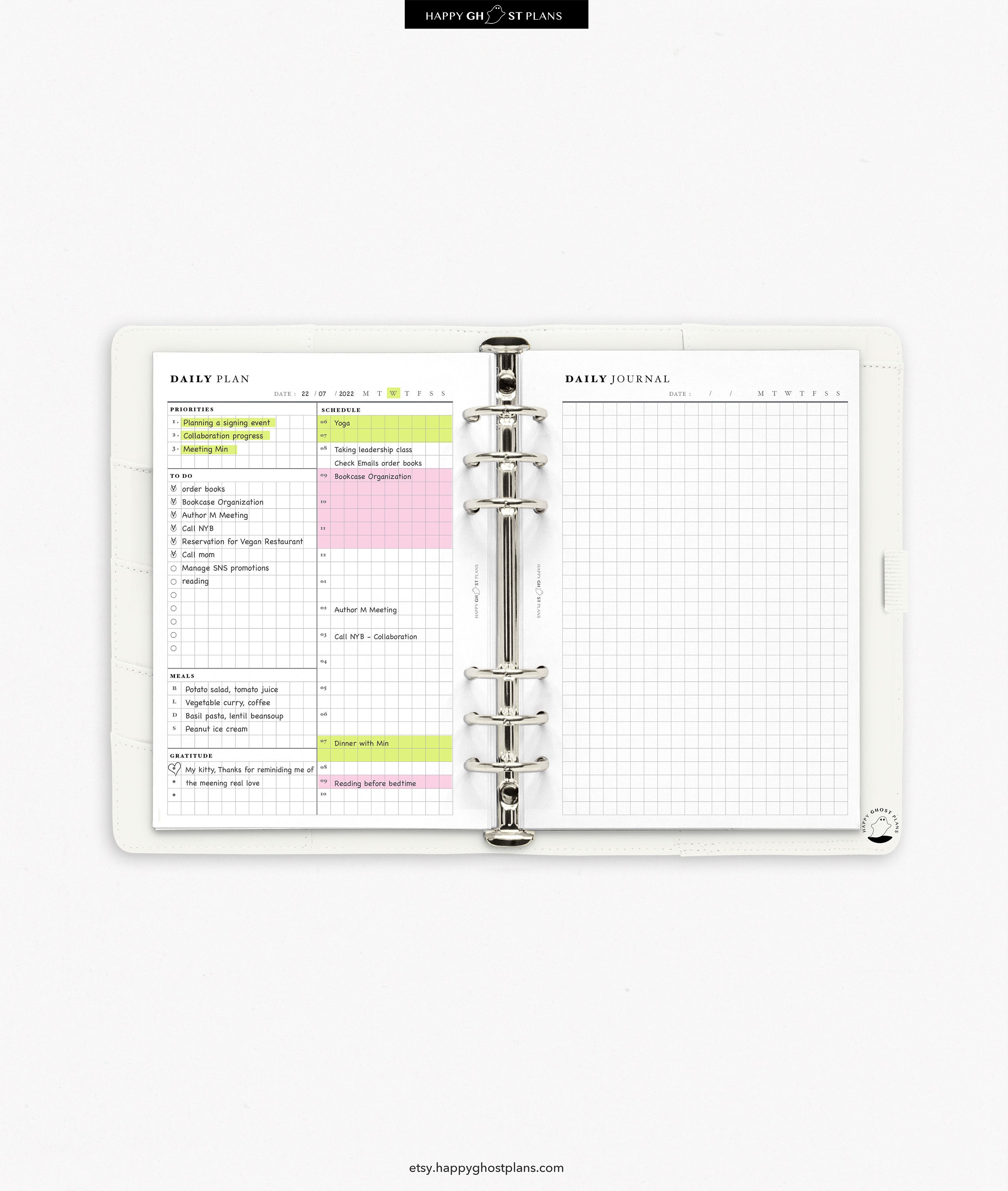 Daily Planner Printable Insert for B6 5x7 In Planner Grid Paper Planner ...