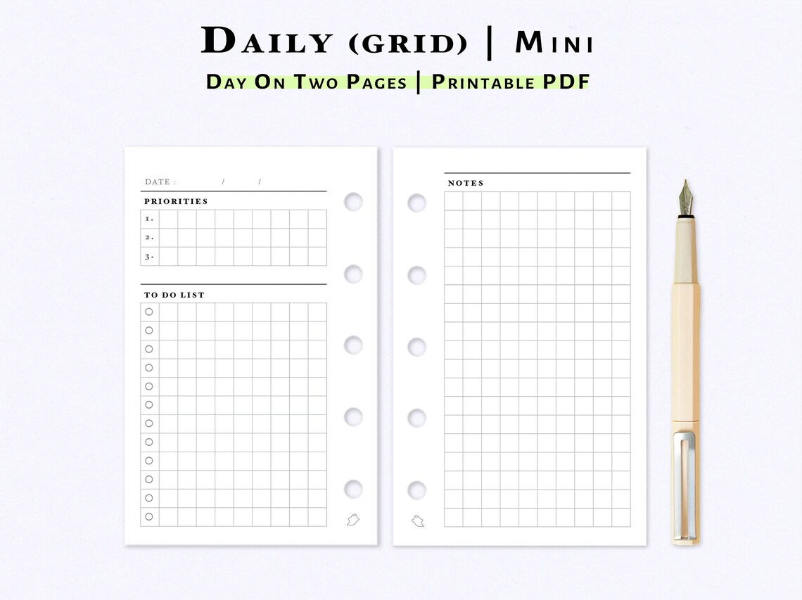 Daily Planner Printable Mini Size Inserts Undated Daily - Etsy