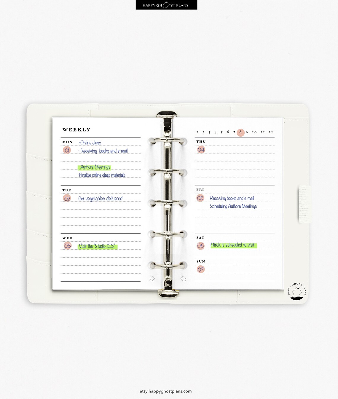 Weekly Planner Printable Mini Size Insert Undated Weekly Planner Week ...