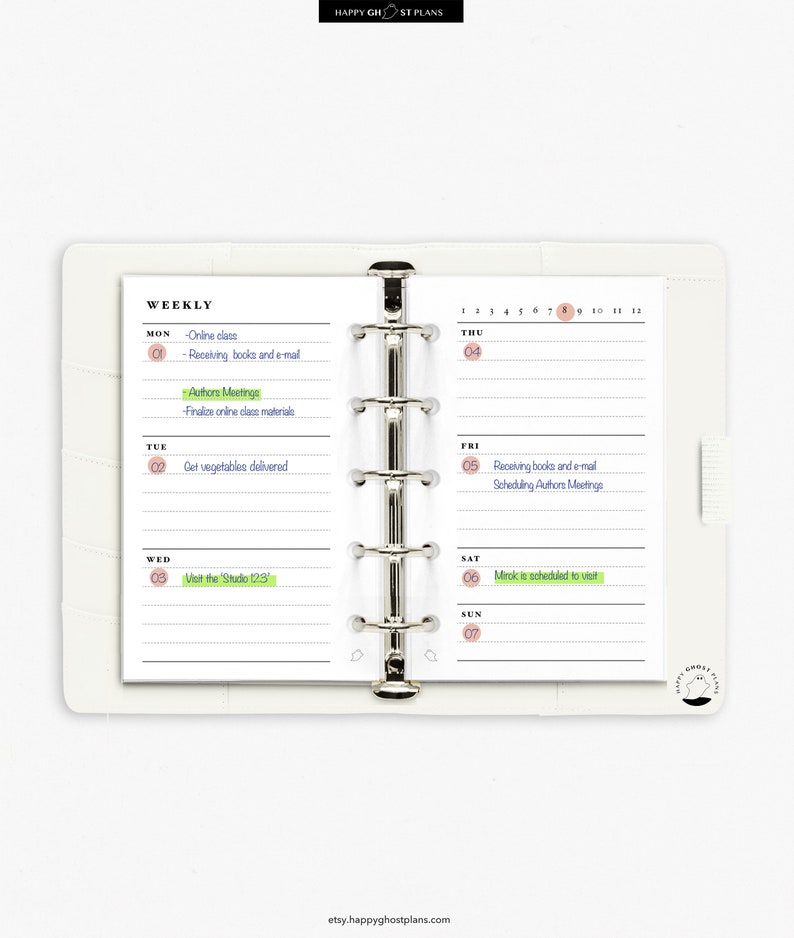 Weekly Planner Printable Mini Size Insert Undated Weekly Planner Week ...