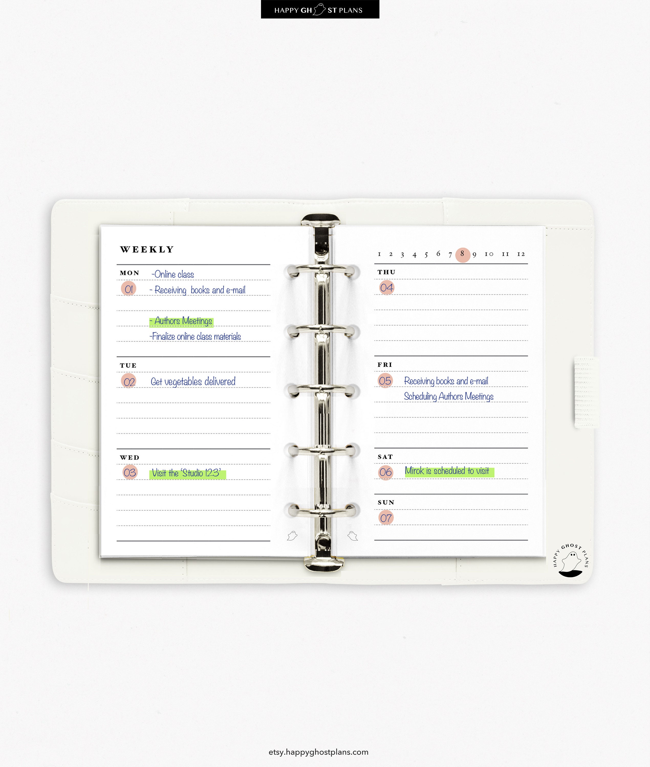 Weekly Planner Printable Mini Size Insert Undated Weekly Planner Week ...