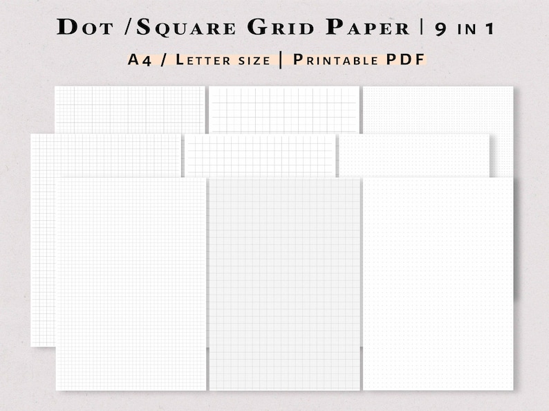 Square Grid and Dot Grid Printable PDF A4 Letter Paper | Etsy