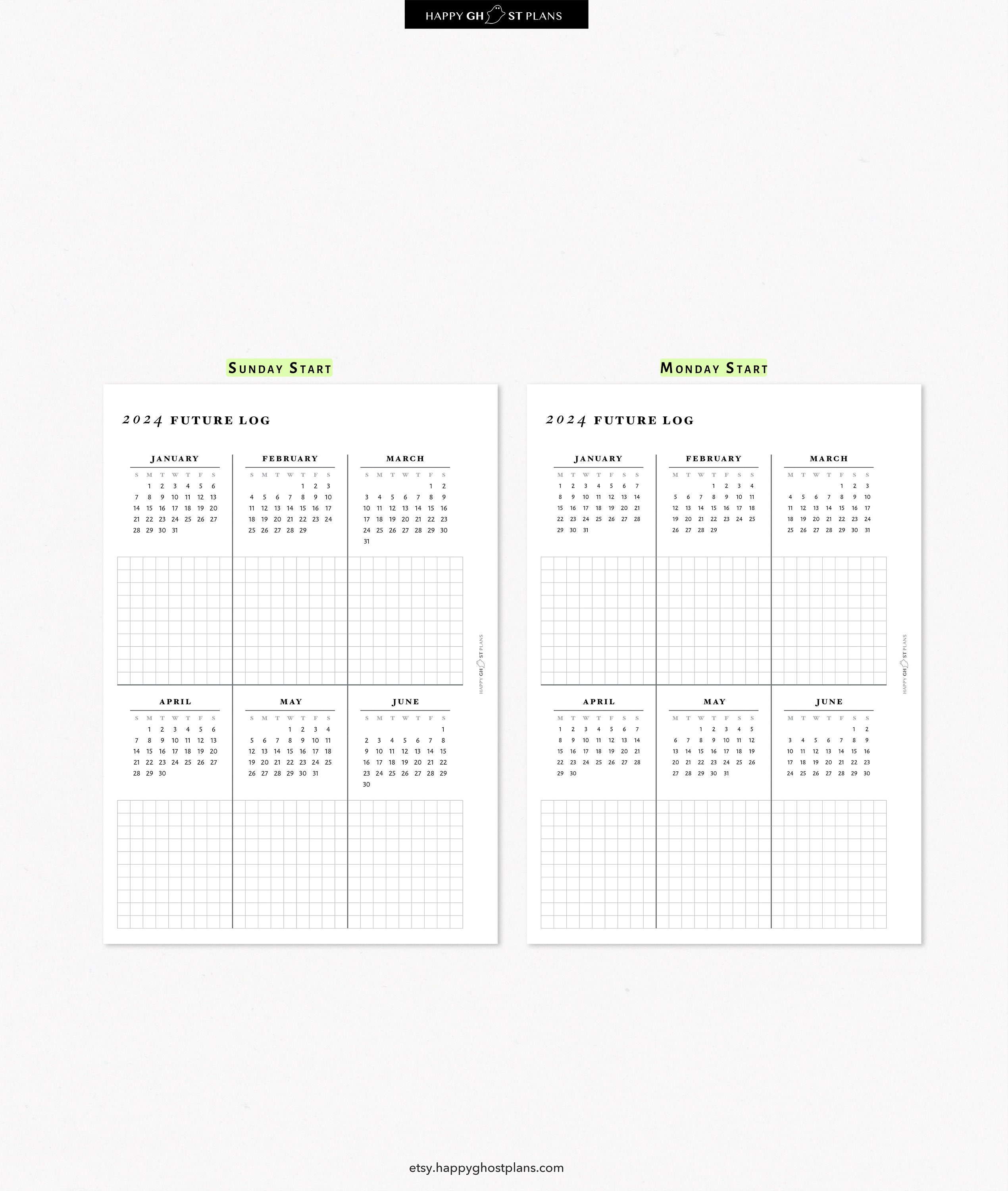 2024 Yearly Planner Printable A5 Planner Insert Future Log 2024 Yearly ...