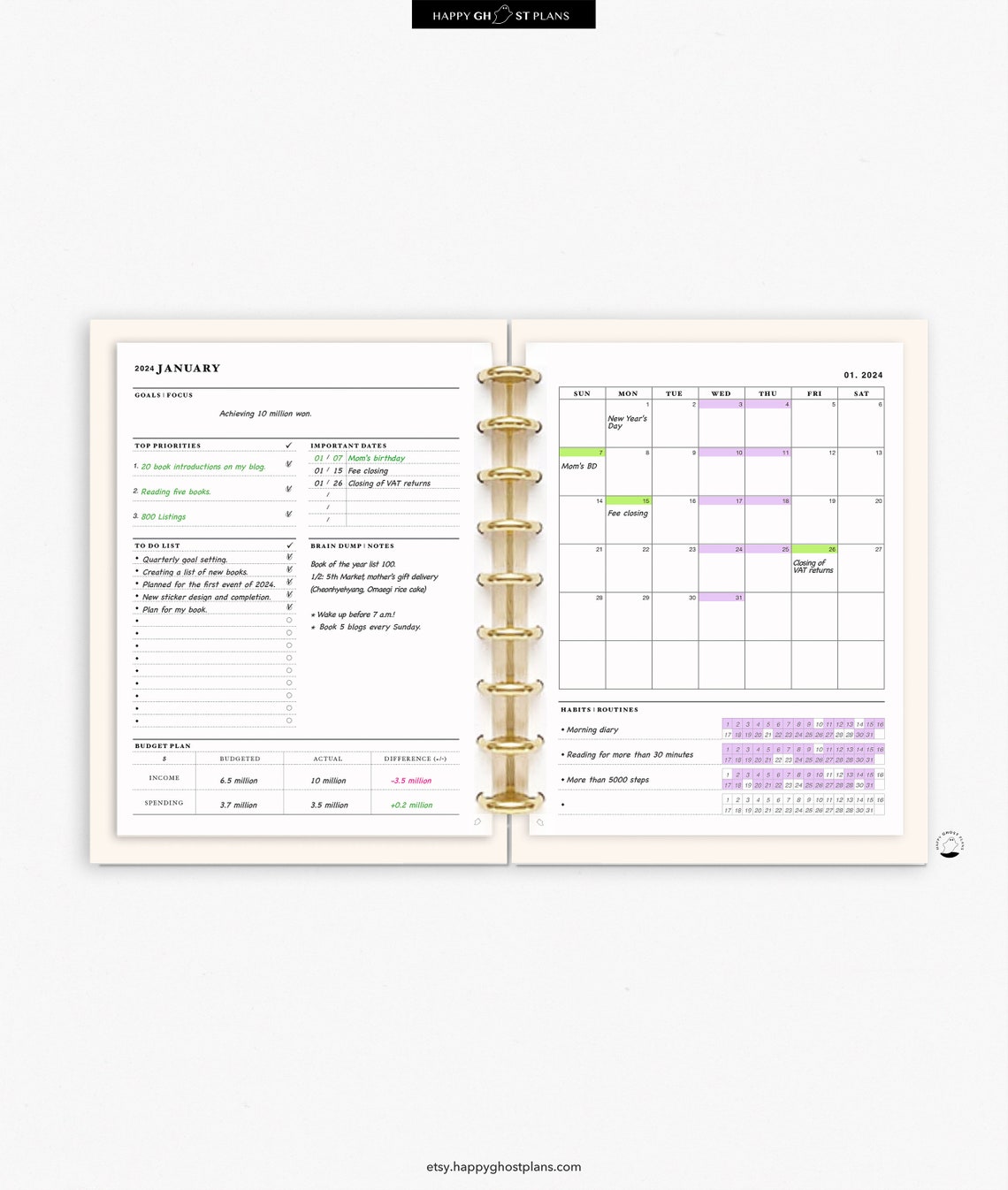 2024 Monthly Overview Printable Insert for Happy Planner Classic 2024 ...
