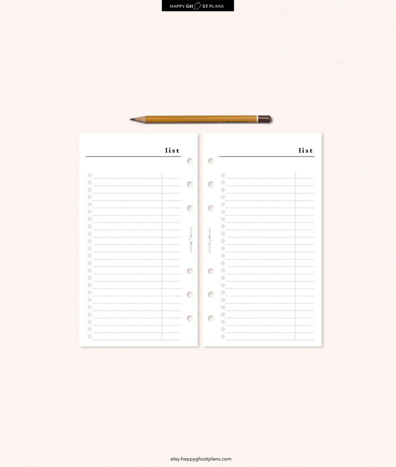 Checklist Template Printable Personal Ring Inserts To-do - Etsy