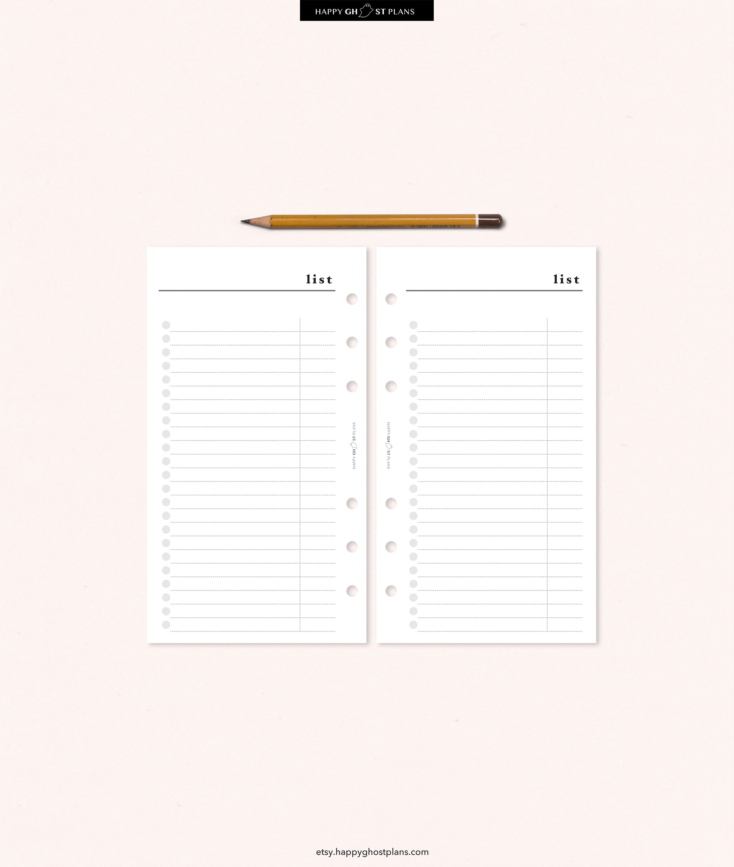 Checklist Template Printable Personal Ring Inserts To-do - Etsy