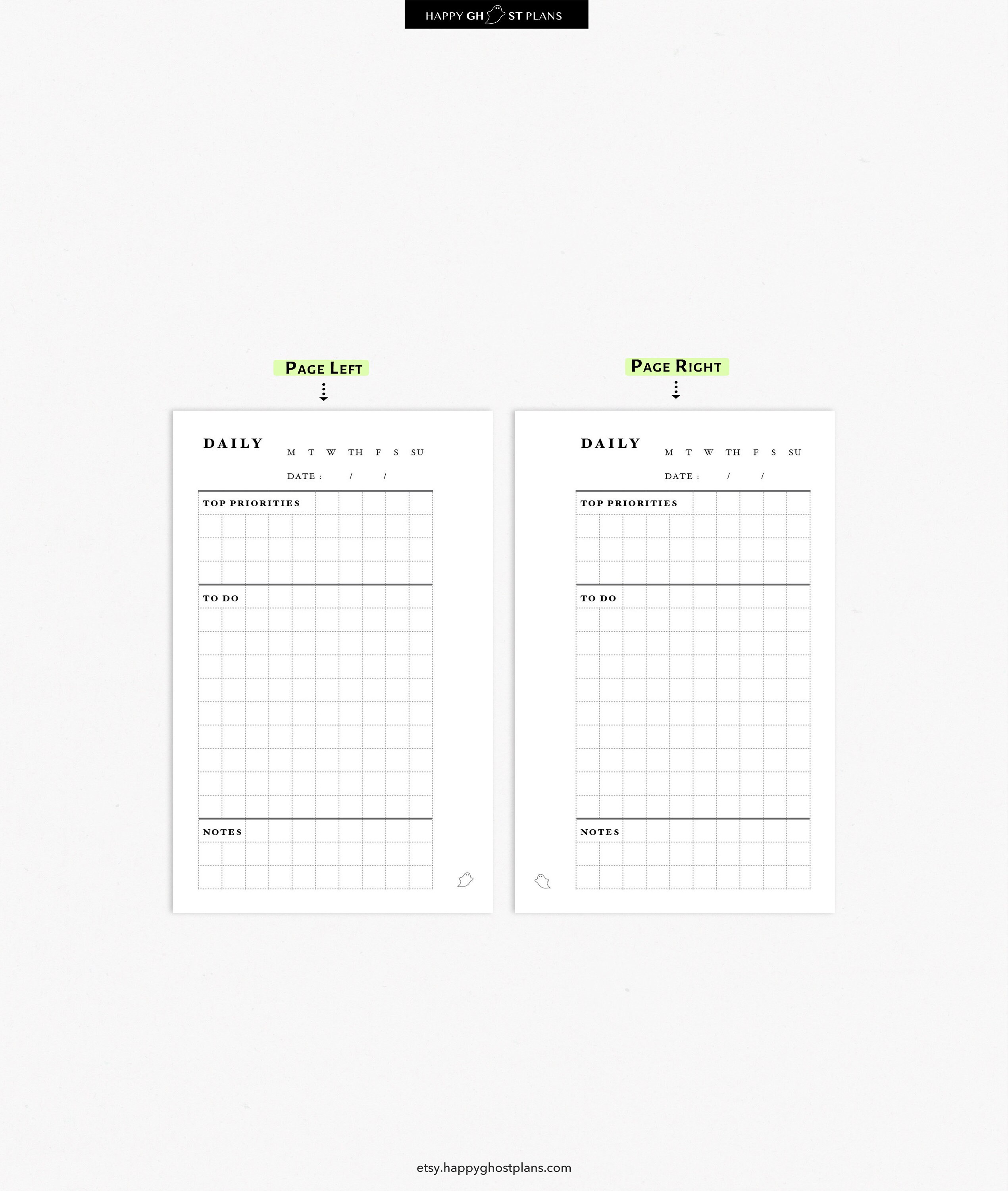 Mini Daily Planner Printable: Undated Grid Insert (2.6x4.1") (PDF ...