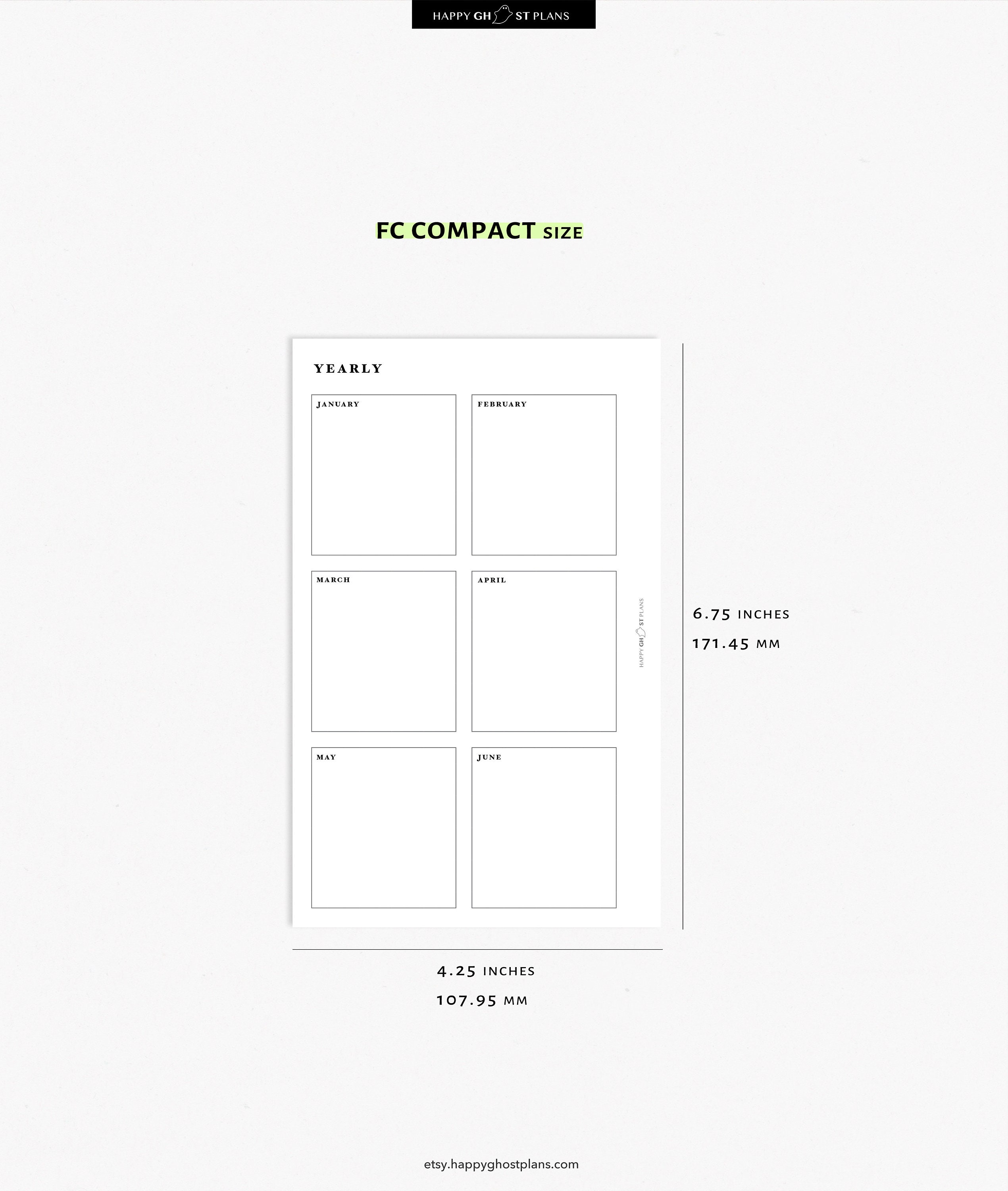 Yearly Planner, Printable Insert for Fc-compact Planner Y102 - Etsy