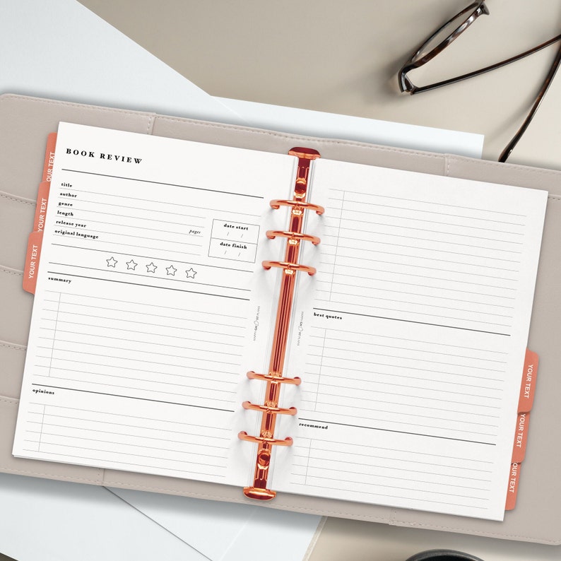 Book Review Journal on Two Pages A5 Half Letter Printable - Etsy