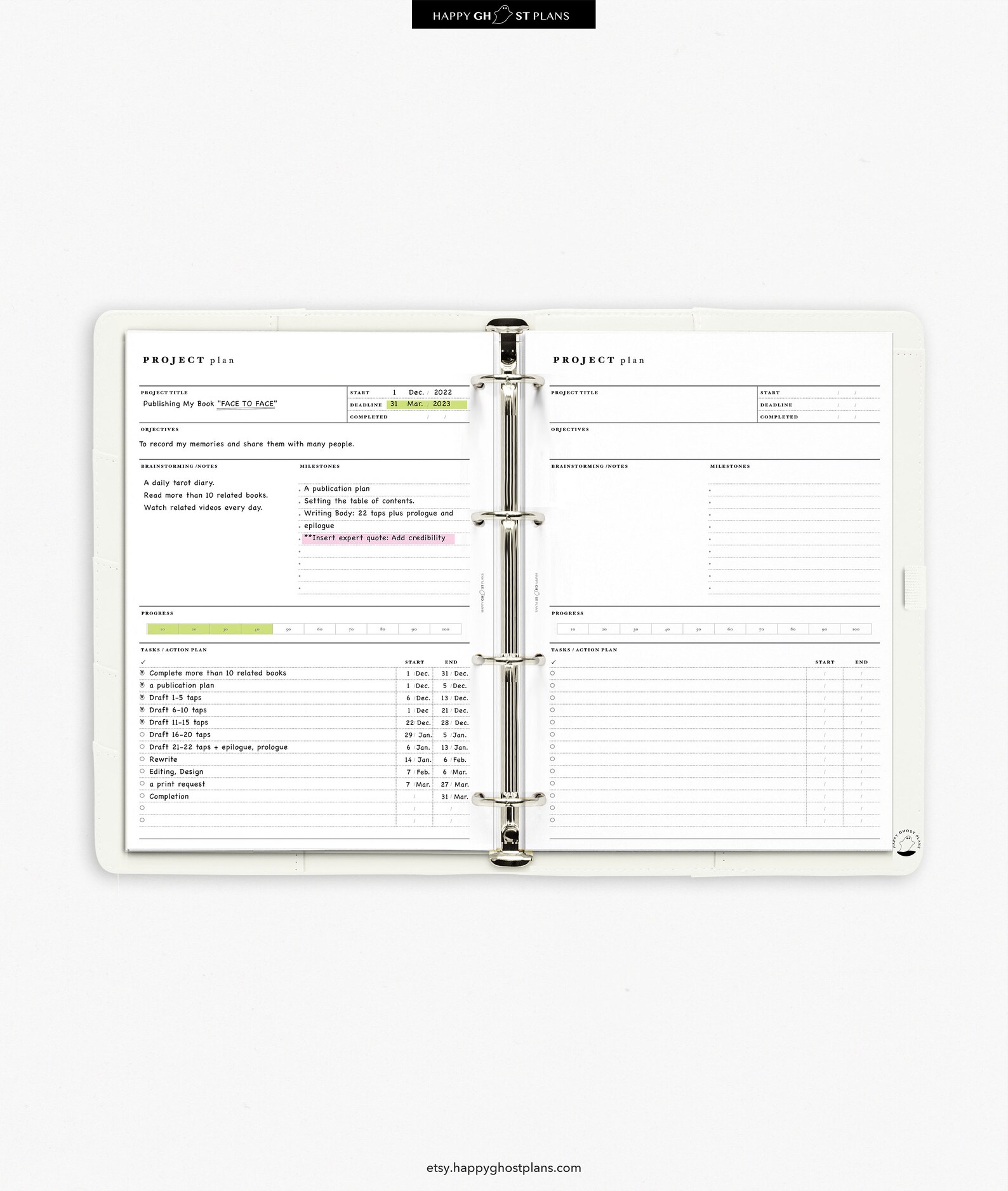 Project Planner Printable Insert for A4 and Letter Size Planner, for ...