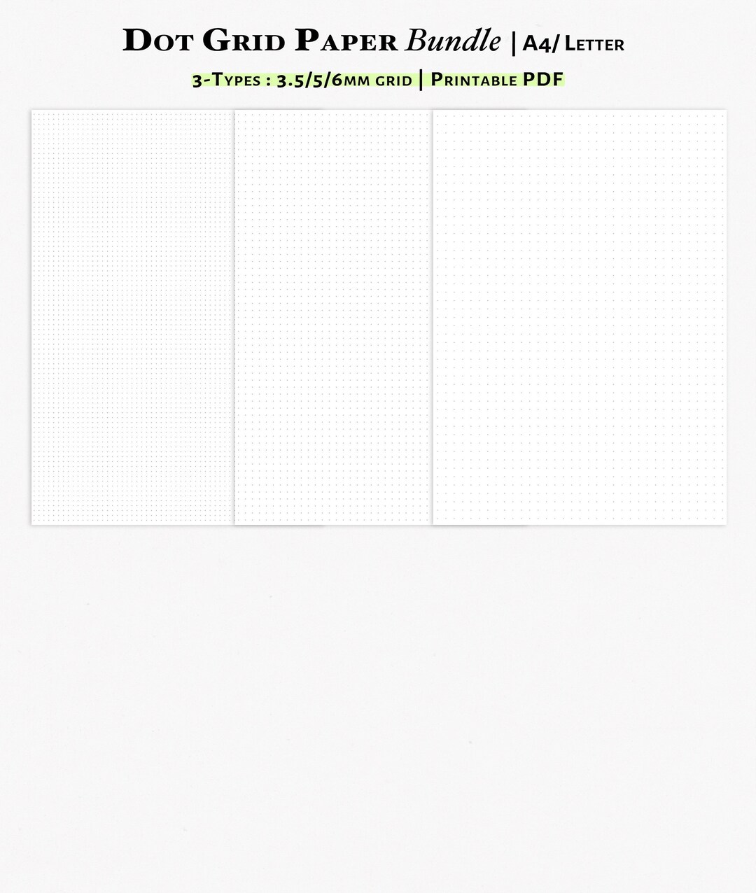 Dot Grid Paper Printable PDF Template for A4, US Letter Size | 3.5mm ...
