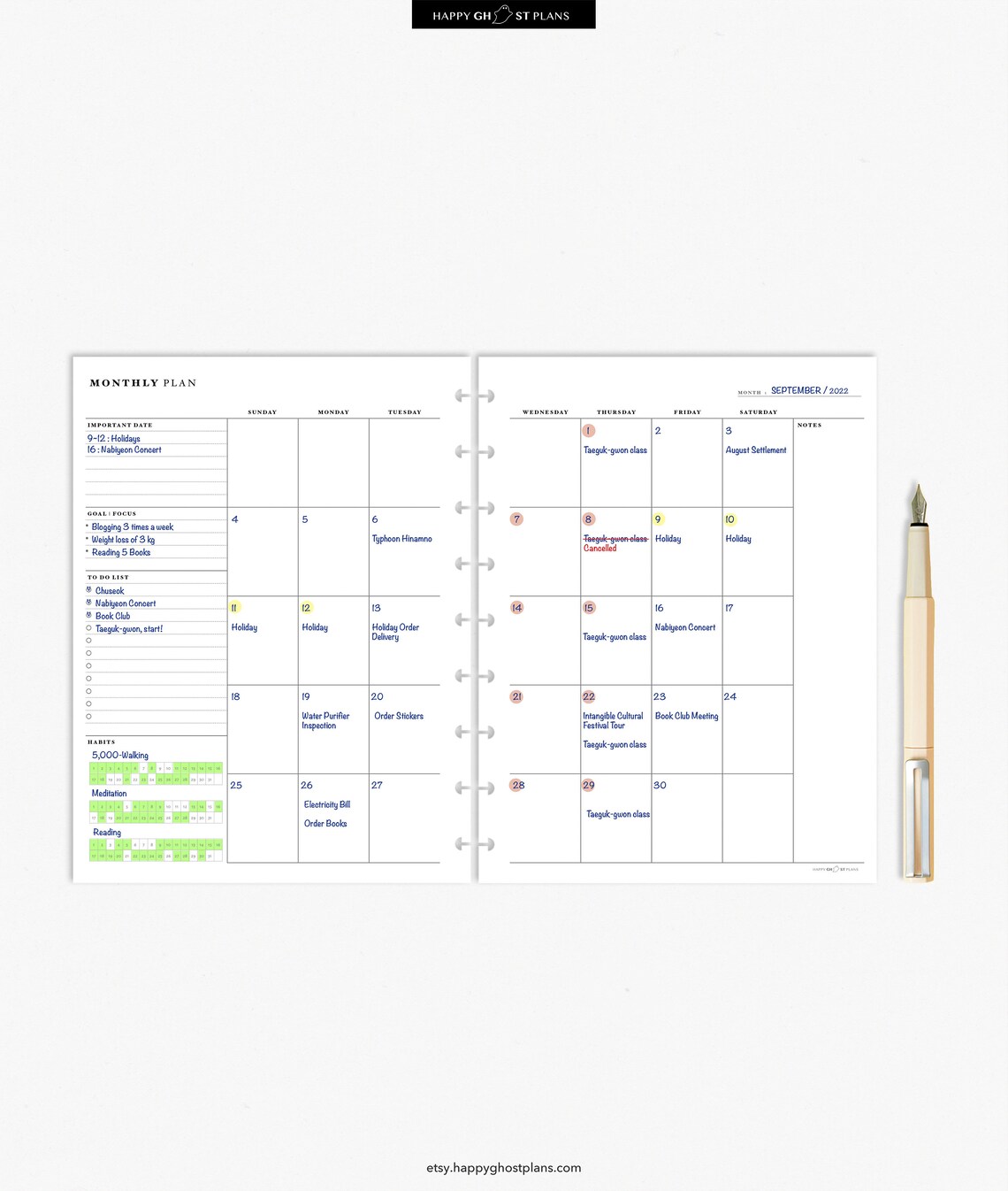 Monthly Planner Printable Classic Happy Planner Inserts - Etsy
