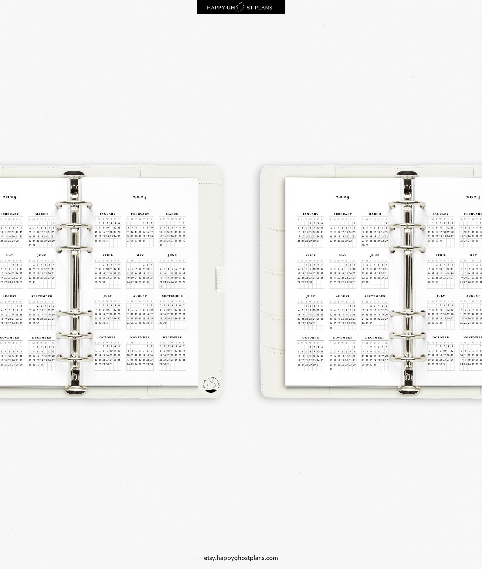 Year at a Glance 2024-2025 Printable Calendar for Personal Size Planner ...