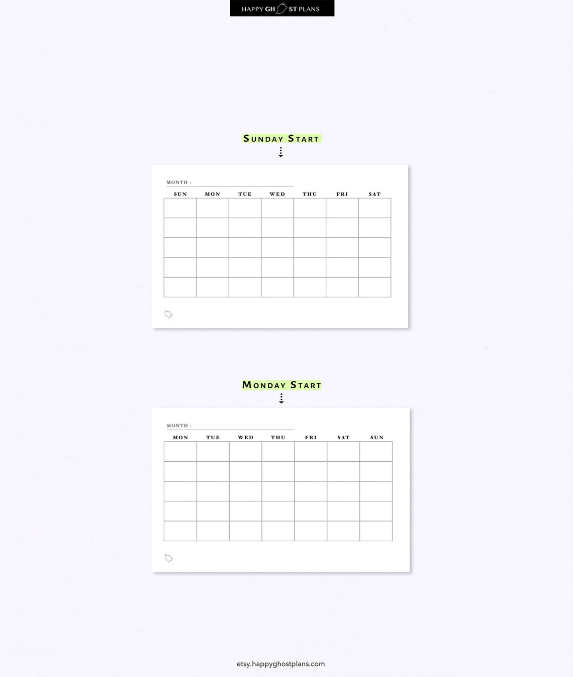 Monthly Planner Printable Mini Size Inserts Horizontal - Etsy