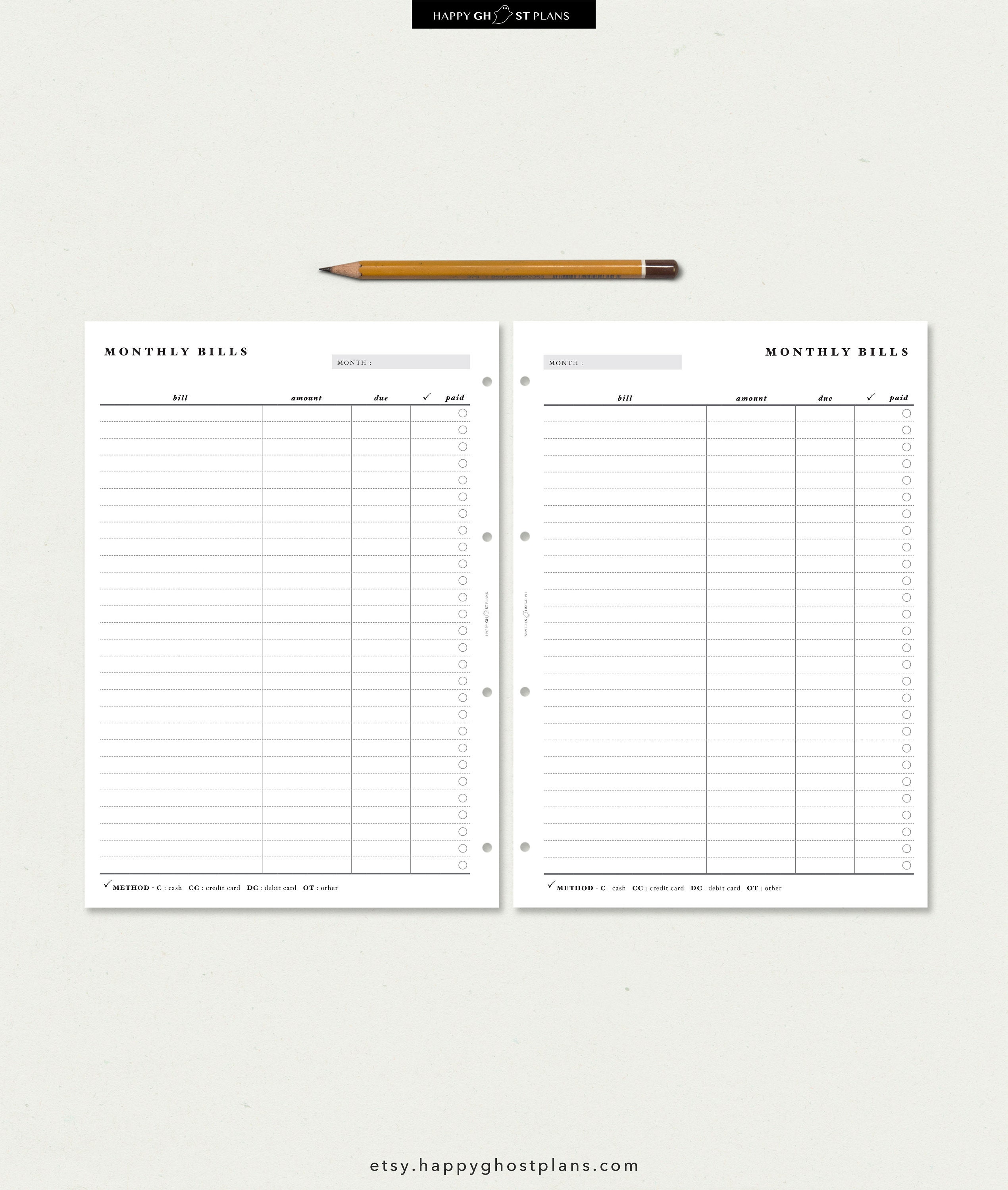 Monthly Bills Tracker A4 Us-letter Size Printable PDF With - Etsy